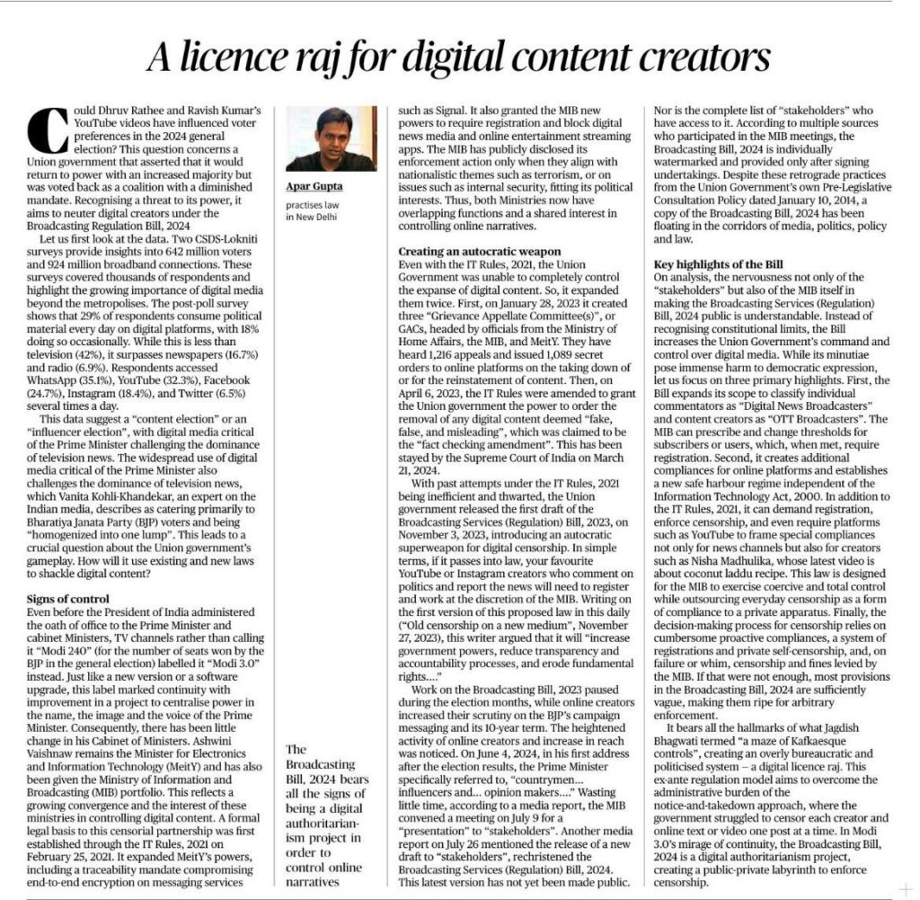 A licence raj for digital content creators - India Law & Tech Blog